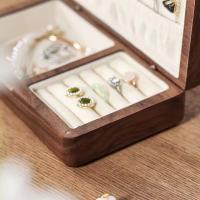 China Durable wood jewelry storage box Ring Jewelry Packaging box Custom logo Walnut jewelry box for sale