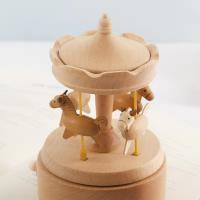 China Hot Selling Wooden Carousel Music Box Christmas Birthday Gift for Kids Home Office Decorations with Mechanical Play Power for sale