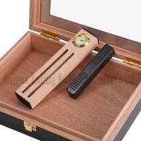 China Cigar Humidor, Glass Top Cigar Box, Desktop Wood Storage Case Holds for sale