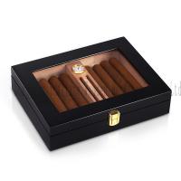 China Cigar Humidor, Glass Top Cigar Box, Desktop Wood Storage Case Holds for sale