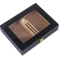 China Cigar Humidor, Glass Top Cigar Box, Desktop Wood Storage Case Holds for sale