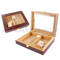 China Cigar Humidor, Glass Top Cigar Box, Desktop Wood Storage Case Holds for sale