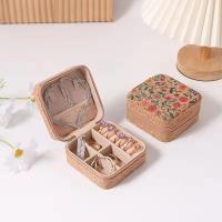 China Luxury vintage printed cork jewelry box Portable travel earrings ring necklace storage box for sale