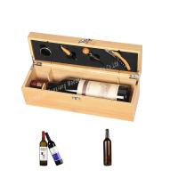 China Sustainable Retro Wood Single Wine Bottle Box Holder Gift Christmas Day Wine Storage Case for sale