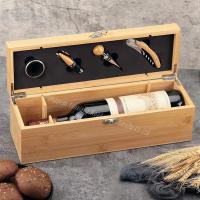 China Sustainable Retro Wood Single Wine Bottle Box Holder Gift Christmas Day Wine Storage Case for sale