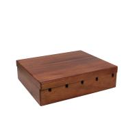 China Wooden Box with Hinged Lid Acacia Wood Decorative Storage Boxes with Combination Lock Hand-Crafted Wooden Jewelry Box for sale