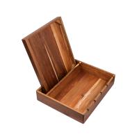 China Wooden Box with Hinged Lid Acacia Wood Decorative Storage Boxes with Combination Lock Hand-Crafted Wooden Jewelry Box for sale