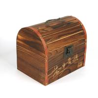 China Custom Premium Various Shapes Solid Wood Box with Metal Lock Double Slot Storage Box Wooden Box Packaging for sale