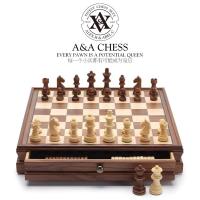 China Walnut Chess Checkers Suit Drawer/High-Grade Solid Wood Chess Box/Wooden Chess for sale