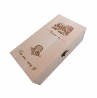 China Pine Wood Recyclable Wine Storage Containers Embossing Printing Wooden Packing Box for sale