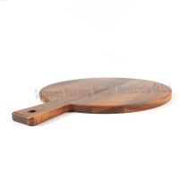 China Large Round Acacia Wood Cutting Board with Handle Perfect for Kitchen Charcuterie Meat Cheese Bread Pizza and Serving Tray for sale