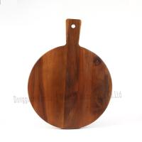 China Large Round Acacia Wood Cutting Board with Handle Perfect for Kitchen Charcuterie Meat Cheese Bread Pizza and Serving Tray for sale