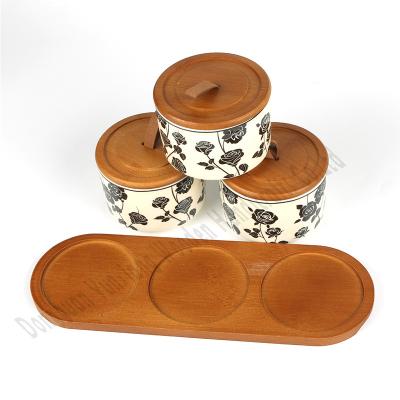 China Silicone Ring Natural Wooden Jar Lid Leak-Proof Airtight Replacement for Mason Jars Glass Containers for sale