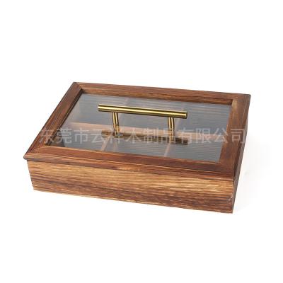 China Rustic Wooden Divided Serving Tray with 6 Sections – Farmhouse Style Ash Wood Organizer for Snacks, Spices, Office, Jewelry & Home Decor for sale