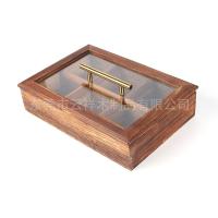 China Rustic Wooden Divided Serving Tray with 6 Sections – Farmhouse Style Ash Wood Organizer for Snacks, Spices, Office, Jewelry & Home Decor for sale