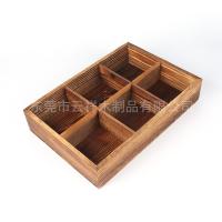 China Rustic Wooden Divided Serving Tray with 6 Sections – Farmhouse Style Ash Wood Organizer for Snacks, Spices, Office, Jewelry & Home Decor for sale