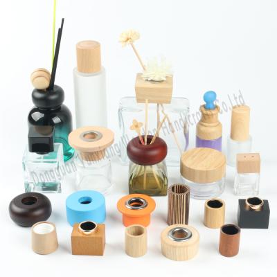 China Custom Size Luxury Wooden Perfume Bottle Lid , Durable Reed Diffuser Cap Eco-Friendly for sale