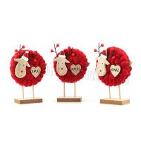 China Handmade Yarn-Wrapped Wooden Christmas Ornaments Tree Reindeer Decor for sale