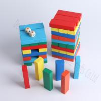 China Colorful Wooden Stacking Blocks Game Set - 54 Pieces with Dice for sale