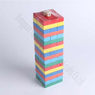 China Colorful Wooden Stacking Blocks Game Set - 54 Pieces with Dice for sale