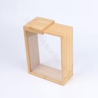 China Bamboo Cereal Dispenser for Kitchen Food Storage Container Dry Grain Organizer Refillable Rice Box Countertop Grain Bin Transparent Lid Airtight Holder Rustic Pantry Solution for sale