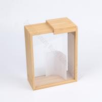 China Bamboo Cereal Dispenser for Kitchen Food Storage Container Dry Grain Organizer Refillable Rice Box Countertop Grain Bin Transparent Lid Airtight Holder Rustic Pantry Solution for sale