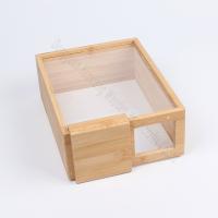 China Bamboo Cereal Dispenser for Kitchen Food Storage Container Dry Grain Organizer Refillable Rice Box Countertop Grain Bin Transparent Lid Airtight Holder Rustic Pantry Solution for sale