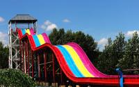 China Custom FRP Fiberglass Racing Mat Water Slide 19x35.5m with 10m Platform Height and 400kg Capacity for Commercial Parks for sale