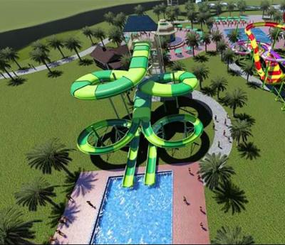 China 15m Dual Flume Fiberglass Water Slide - 350kg Capacity Anti-Rust Commercial Water Park Equipment for sale