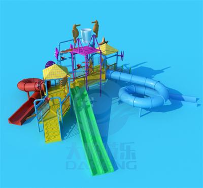China Medium Commercial Water Park Slides 1700x1400x750cm Fiberglass Playground Equipment for 3-15 Year Olds for sale
