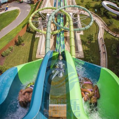 China Aqua Twist Loop Water Slide - 17m Height Double Fiberglass Flume with 60 km/h Speed for Water Parks for sale