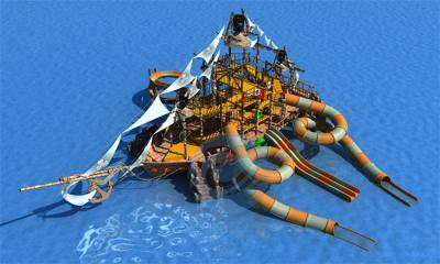 China Pirate Ship Water Slide 35m x 29.5m Fiberglass Playground Equipment for Adults and Children for sale