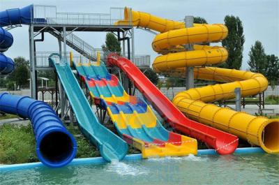 China Fiberglass Water Slide Sets for Parks - 8m Height, 380 Guests/Hour Capacity with Steel Support Structure for sale