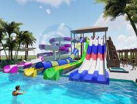 China Commercial FRP Swimming Pool Water Slide Combo 7m Height with 300-360 Guests/Hour Capacity for Water Parks for sale
