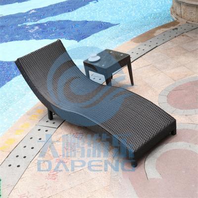 China Aluminum Frame PE Rattan Lounge Chair 190cm Length Weather Resistant Poolside Furniture for sale