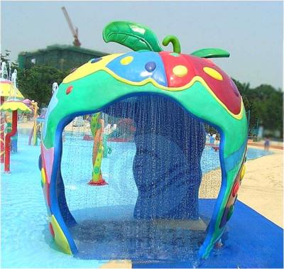 China Fiberglass Apple House Waterfall for Kids - 2.6m Height, 2.3m Diameter Water Play Equipment with 1.5kW Pump for sale