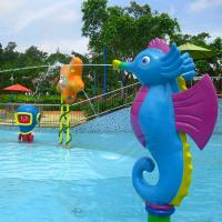 China Water Theme Park Equipment, Fiberglass Water Play Seahorse Spray For Kids for sale