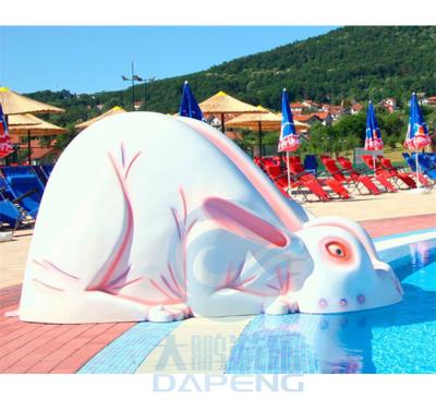China Rabbit Shaped Mini Pool Slide 1.1m x 1.1m Fiberglass Water Slide for Toddlers with 0.735Kw Pump for sale