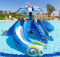 China Octopus Mini Pool Slide 2.8m Height 5.6m Length Fiberglass Water Playground With Roof for sale