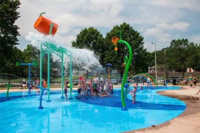 China Customized Fiberglass Water Park Pouring Bucket And Galvanized Steel Water Curtain for sale