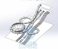 China Fiberglass Aqua Park Water Slide Combo with 10.72m Space Bowl and 460 m³/Hour Flow Capacity for sale