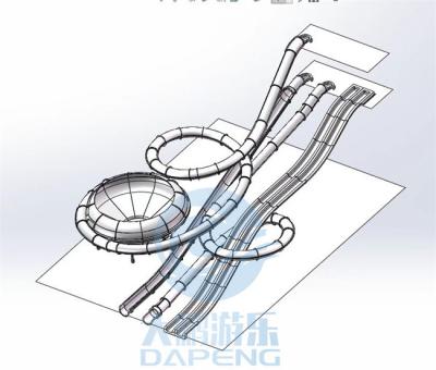 China Fiberglass Aqua Park Water Slide Combo with 10.72m Space Bowl and 460 m³/Hour Flow Capacity for sale