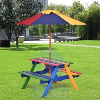 China 4-Seat Kids Picnic Table Bench Set with Removable Umbrella - 89x79x50cm Wood Construction, 8kg Weight for sale