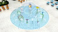 China 400㎡ Water Splash Zone Park Equipment with 220m³/h Flow Rate and 20m Diameter Play Area for Resorts for sale