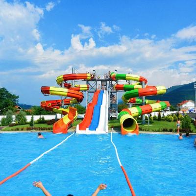 China OEM Kid Park Children Playground Water Carnivals Rides Equipment Spiral Fiberglass Slide Set for sale