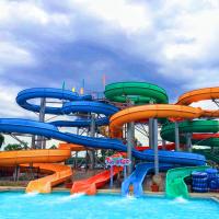 China Outside Swimming Pool Water Games Rides Supplies Fiberglass Slide Set for sale