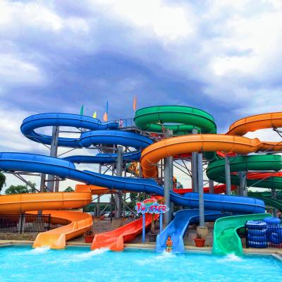 China Outside Swimming Pool Water Games Rides Supplies Fiberglass Slide Set for sale