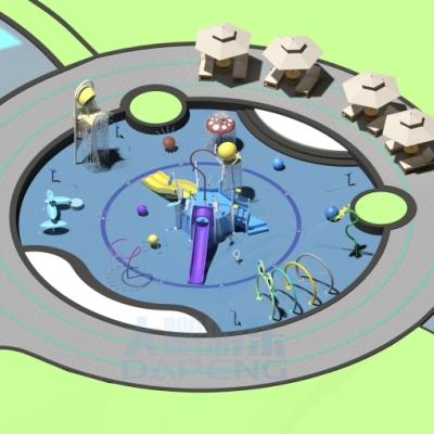China Custom Outdoor Water Playground Equipment  Children Aqua Park With Splash Pads For Hotels And Resorts for sale