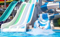 China Custom Design Fiberglass Water Park Slide with Galvanized Steel Support for Adult Capacity and 12 Months Warranty for sale