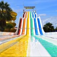 China Commercial Large Water Park Equipment Lake Water Slide With Hot Dipped Galvanized Steel Structures And Roofs for sale